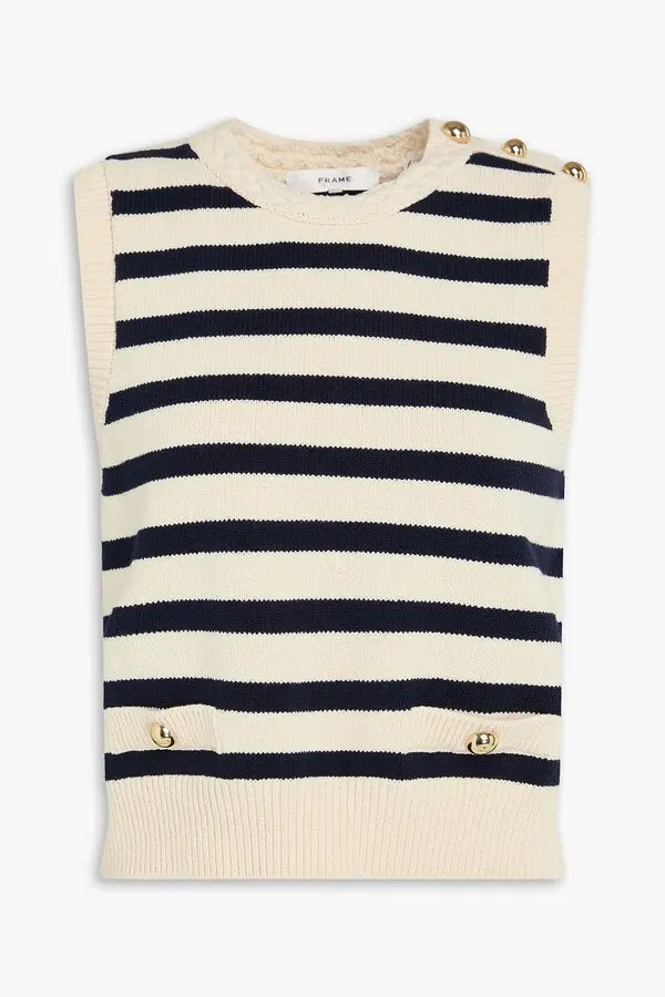 FRAME Striped Cotton-blend Top