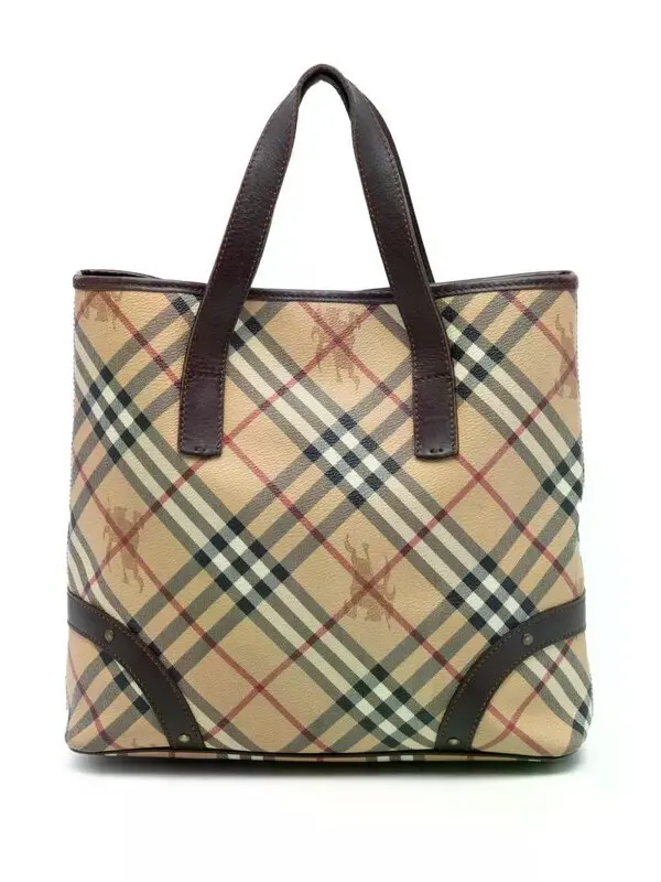 Burberry Haymarket Check Coated Canvas Tote Bag - Brown