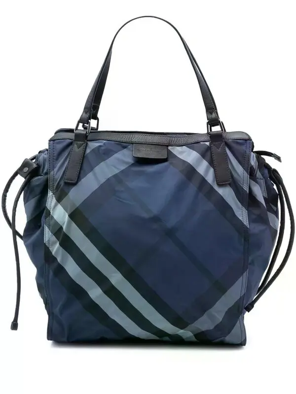 Burberry Supernova Check Nylon Buckleigh Tote Bag - Blue