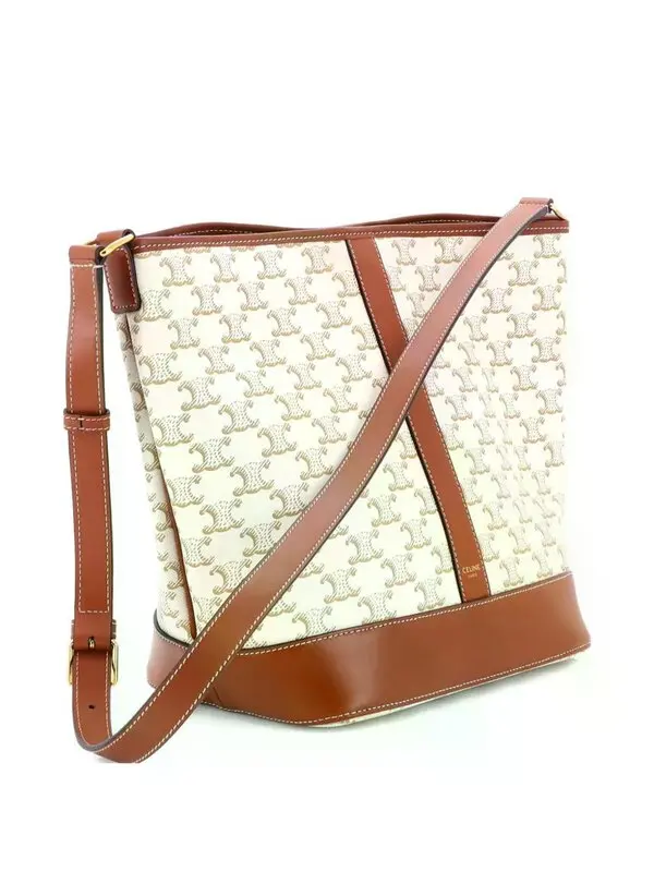 Celine Triomphe Coated Canvas Medium Bucket Bag - Neutrals