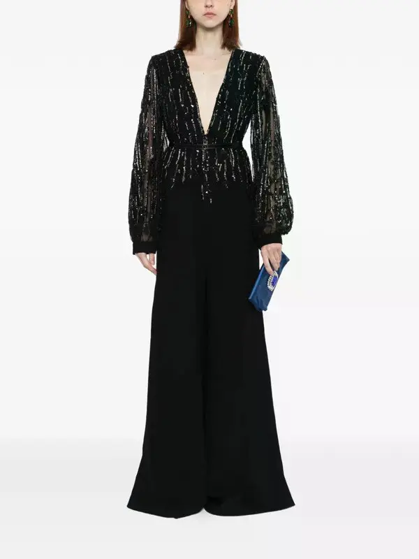SAIID KOBEISY Crepe Beaded Jumpsuit