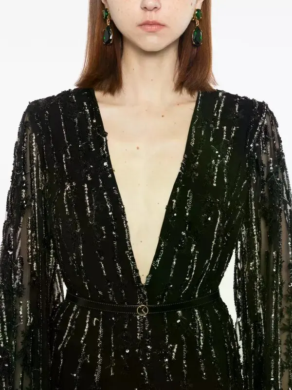SAIID KOBEISY Crepe Beaded Jumpsuit