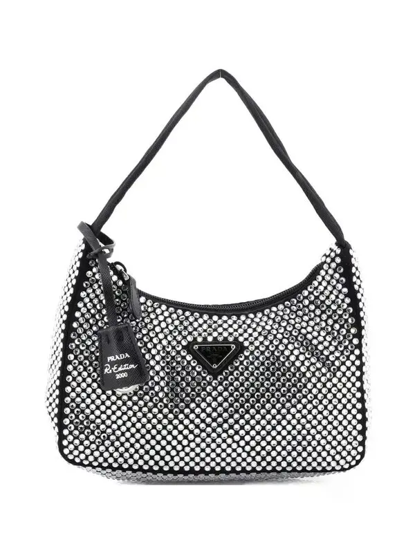 Prada Re-edition 2000 Crystal Embellished Mini Hobo Bag