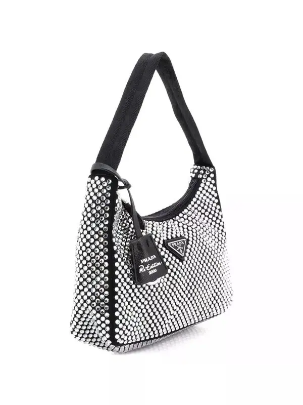 Prada Re-edition 2000 Crystal Embellished Mini Hobo Bag