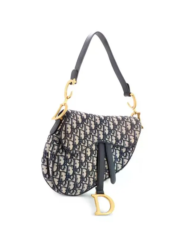 Dior Saddle Handbag Oblique Canvas Medium - Blue