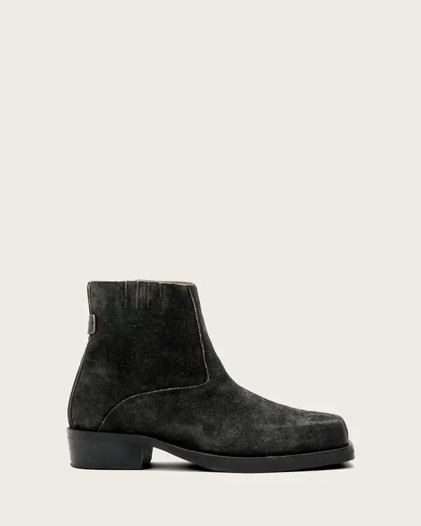 ALLSAINTS Orla Leather Boots - Charcoal Grey