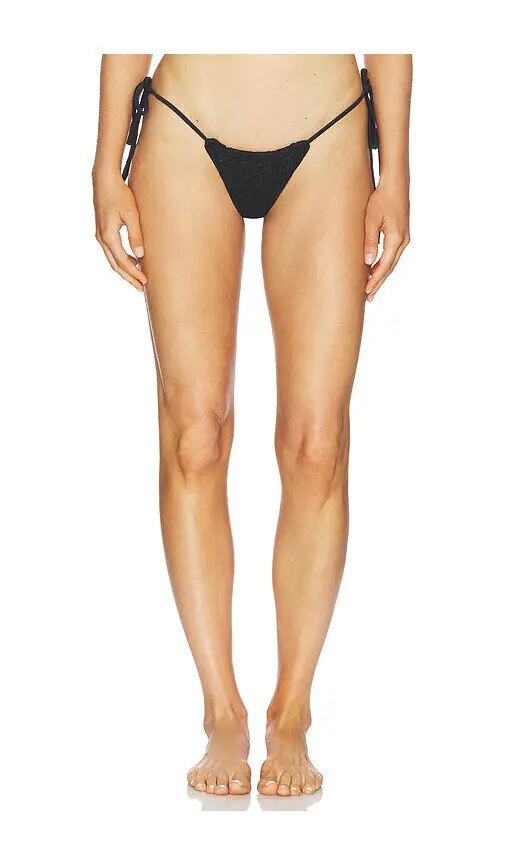 ASTA RESORT Lio Bikini Bottom In Black - Black Sequin