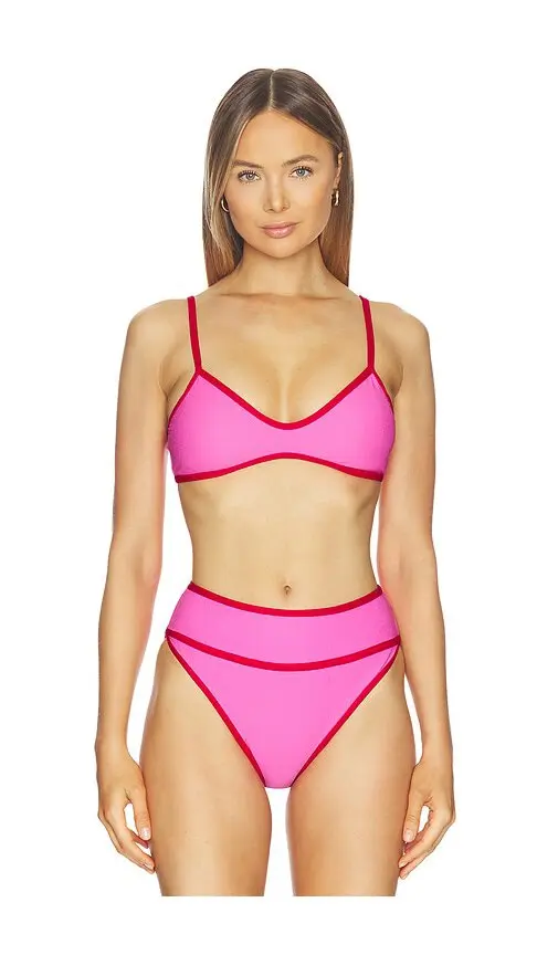 Beach Riot Leona Bikini Top - Electric Pink