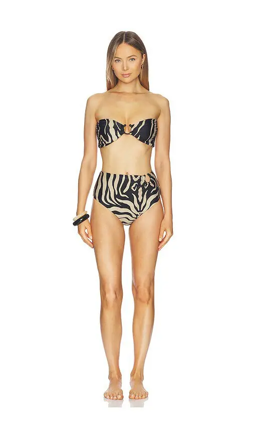 Johanna Ortiz Palms Taita Bikini Bottom - Black & Sand