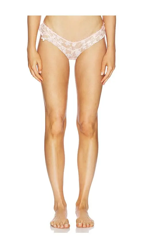 Free People X Intimately Save The Date Low Rise Floral Thong In Pink - Flamingo Flamenco