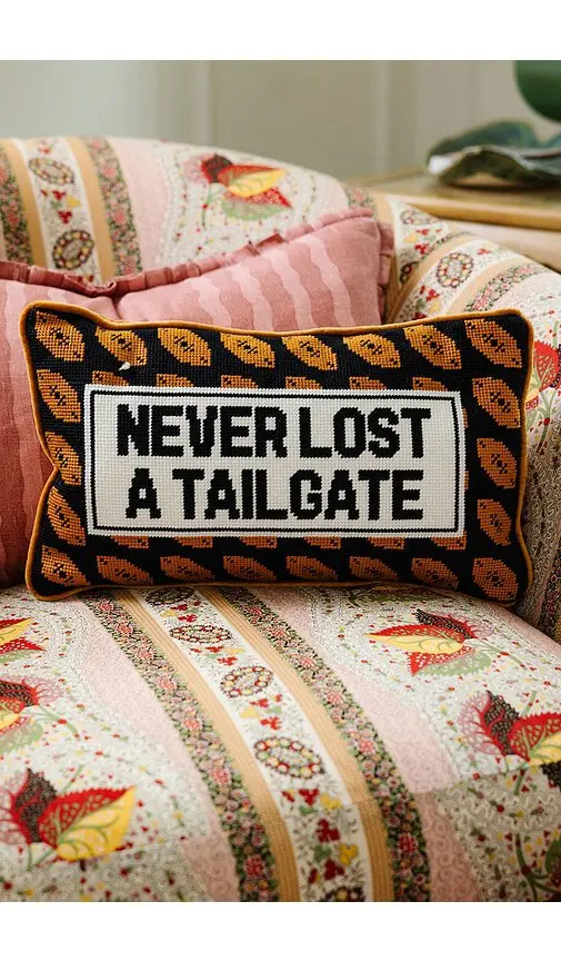 FURBISH Never Lost A Tailgate Needlepoint Pillow In Burnt Orange