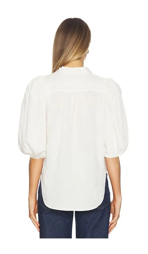 Citizens Of Humanity Anya Puff Sleeve Shirt - Sand Micro Stripe