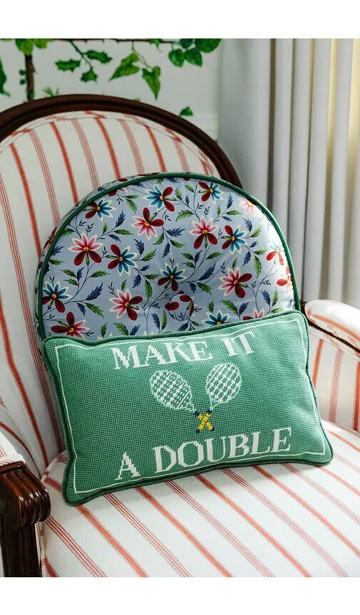 FURBISH Make It A Double Needlepoint Pillow In Green