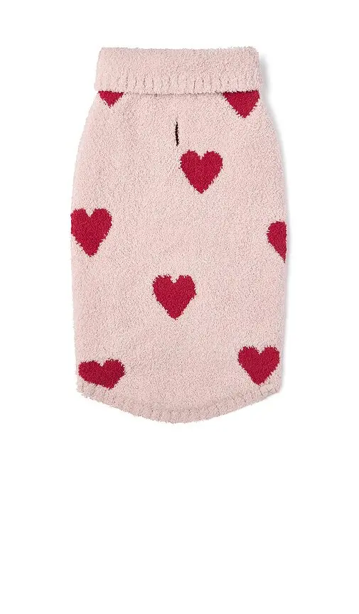 Barefoot Dreams Cozychic Heart Print Pet Sweater In Pink - Dusty Rose & Cherry