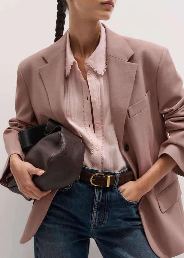 ME+EM Cheesecloth Trim Detail Blouse - Blush Pink