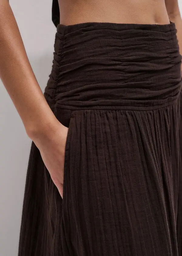 ME+EM Relaxed Cotton Maxi Skirt - Ganache Brown