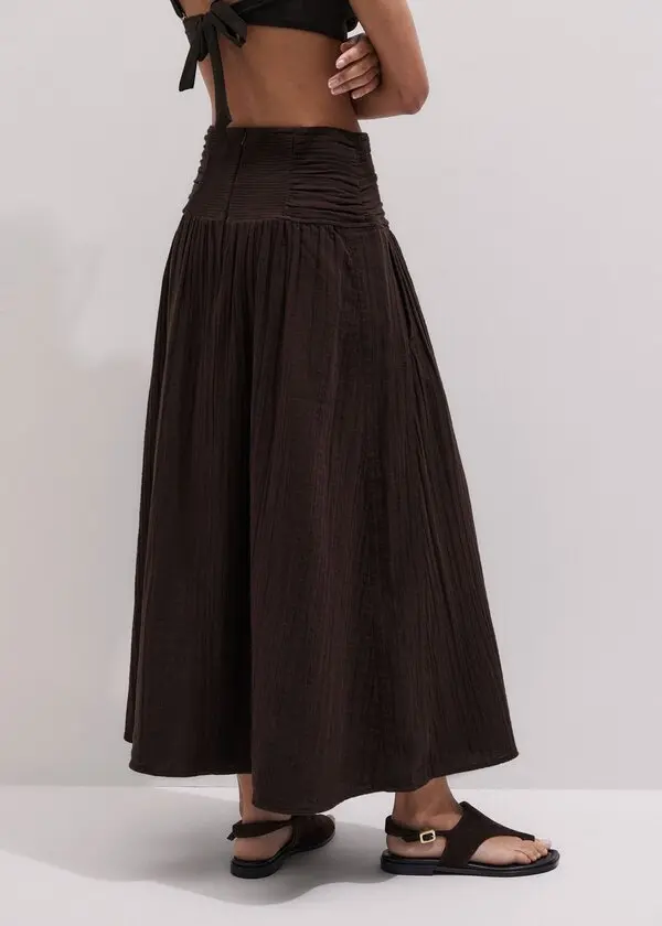 ME+EM Relaxed Cotton Maxi Skirt - Ganache Brown