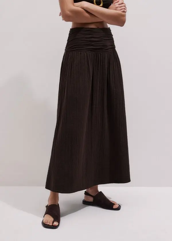 ME+EM Relaxed Cotton Maxi Skirt - Ganache Brown