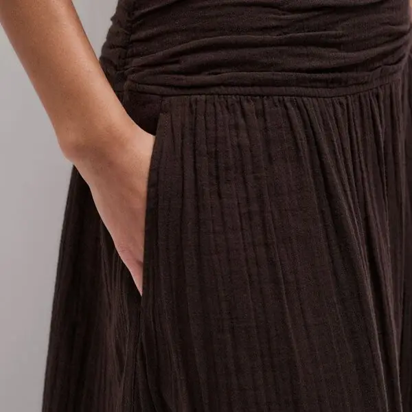 ME+EM Relaxed Cotton Maxi Skirt - Ganache Brown