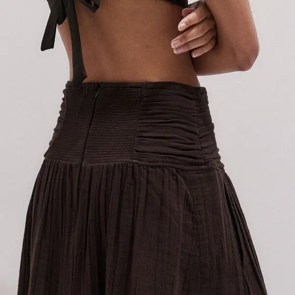 ME+EM Relaxed Cotton Maxi Skirt - Ganache Brown