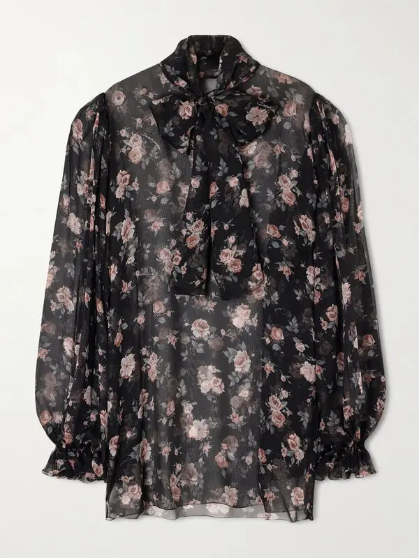 Dolce & Gabbana Pussy-bow Silk-chiffon Blouse