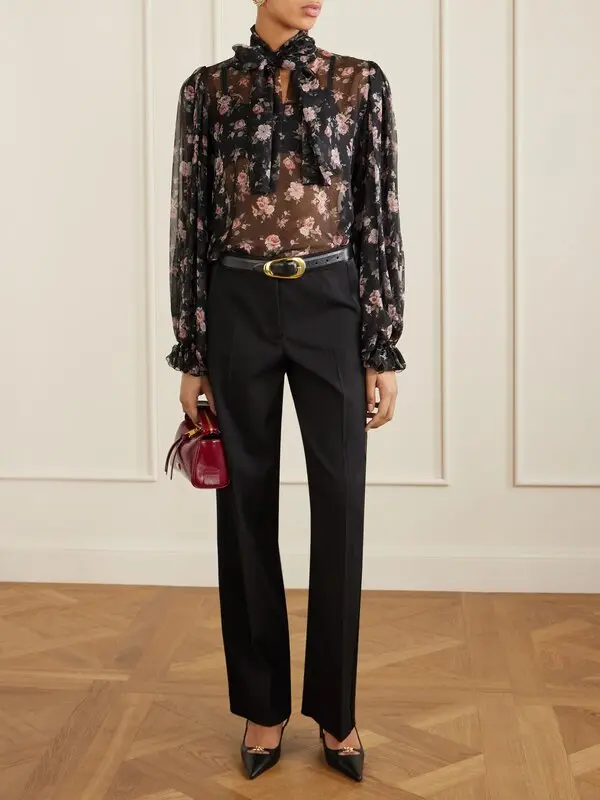 Dolce & Gabbana Pussy-bow Silk-chiffon Blouse