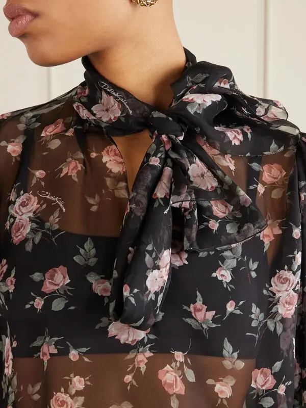 Dolce & Gabbana Pussy-bow Silk-chiffon Blouse