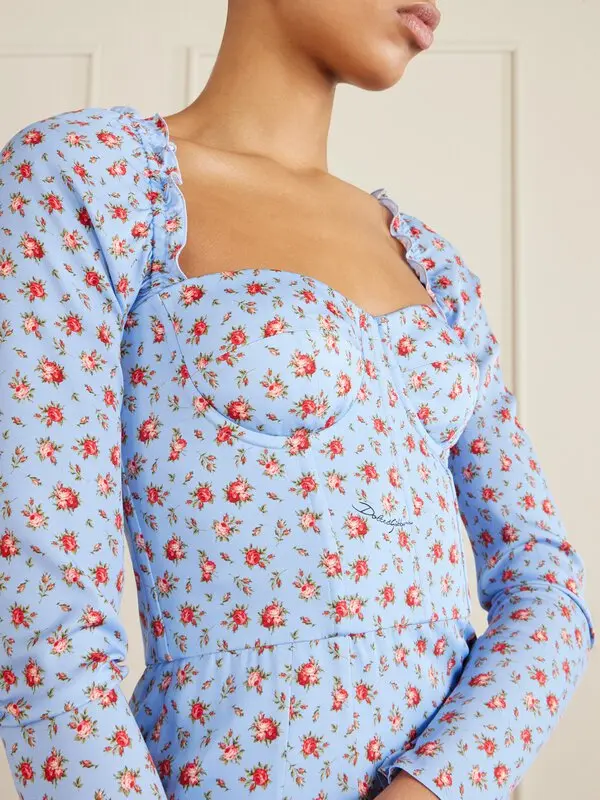 Dolce & Gabbana Floral-print Stretch-silk Mini Dress