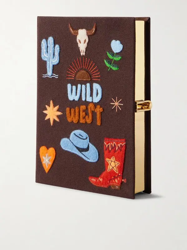 OLYMPIA LE-TAN Wild West Embroidered Clutch - Brown