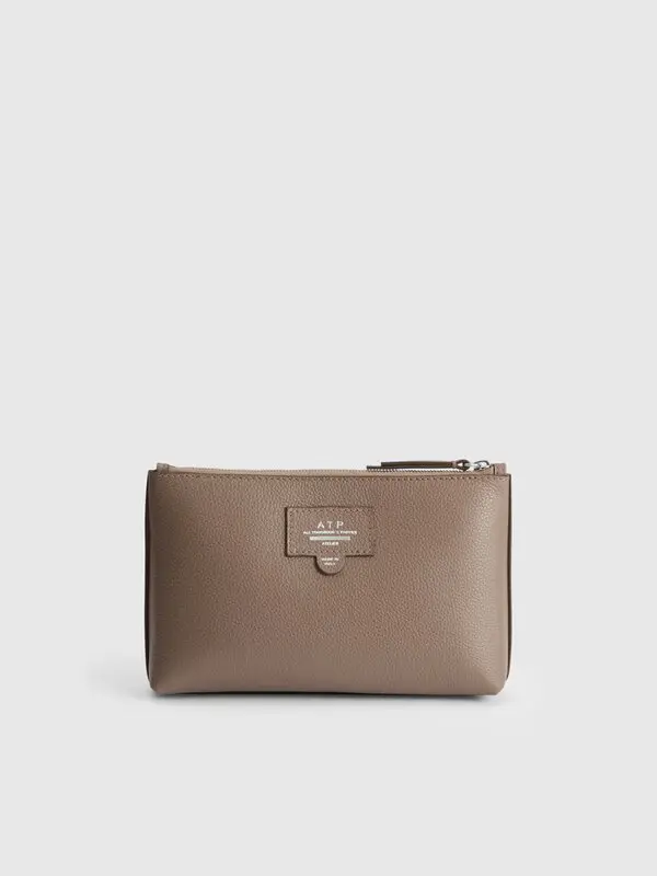 ATP ATELIER Solaio Grained Leather Makeup Bag - Tahini