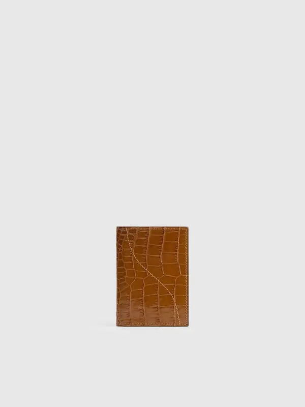 ATP ATELIER Jelsi Printed Croco/leather Passport Holder - Cannella