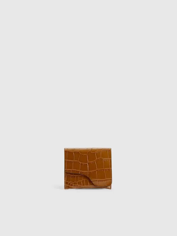 ATP ATELIER Olba Printed Croco Wallet - Cannella