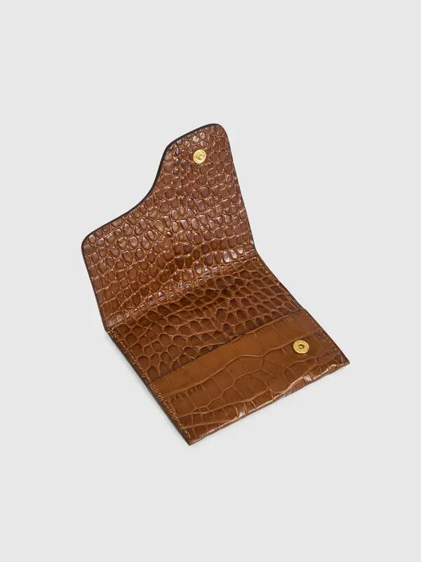 ATP ATELIER Olba Printed Croco Wallet - Cannella