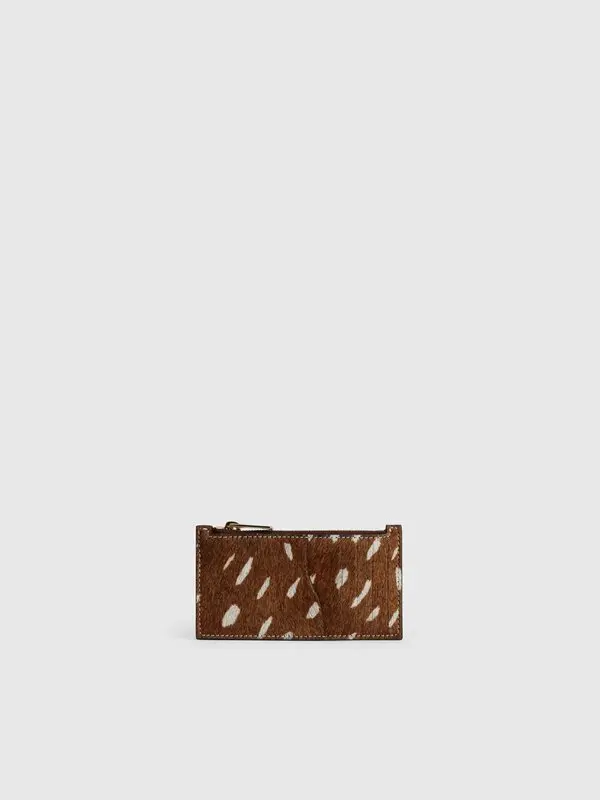 ATP ATELIER Moscosi Printed Cerbiatto/leather Card Holder - Cannella