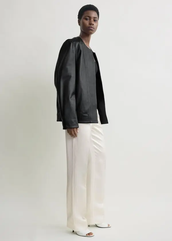 TOTEME Minimal Leather Biker Jacket - Black