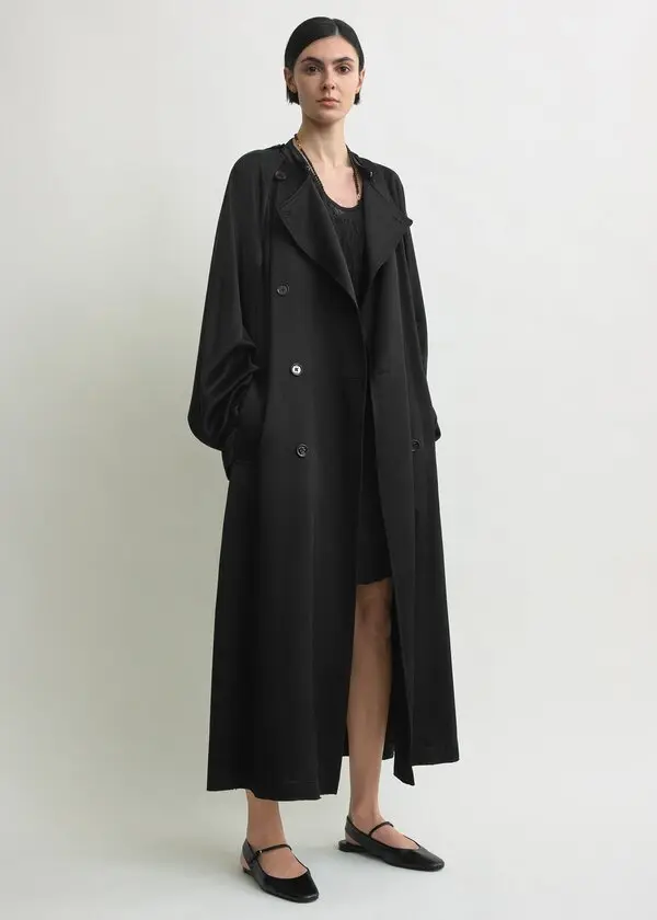 TOTEME Draped Satin Trench - Black