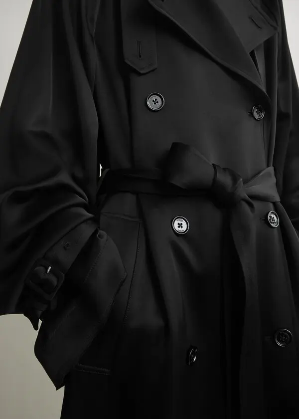 TOTEME Draped Satin Trench - Black