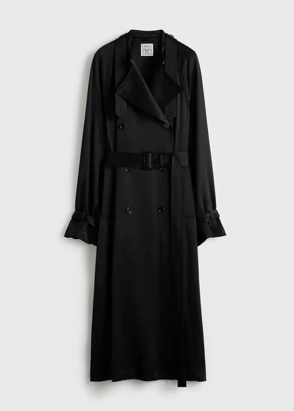 TOTEME Draped Satin Trench - Black