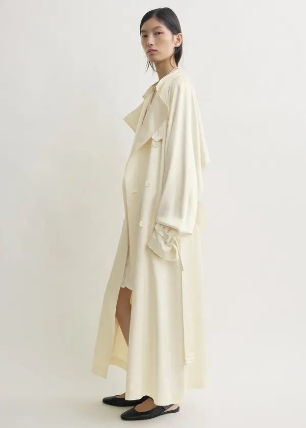 TOTEME Draped Satin Trench - Off-white