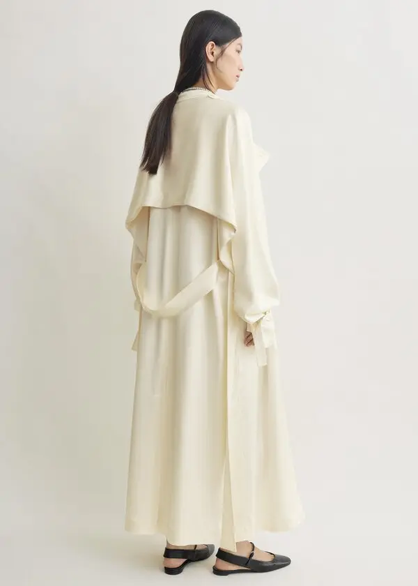TOTEME Draped Satin Trench - Off-white