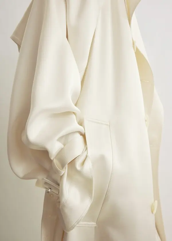 TOTEME Draped Satin Trench - Off-white