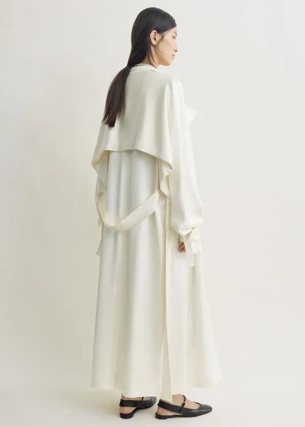 TOTEME Draped Satin Trench - White
