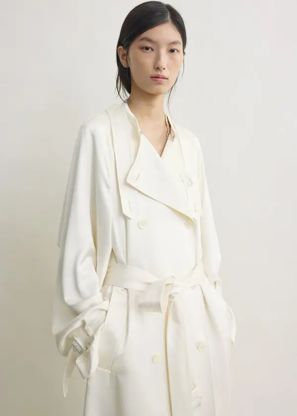 TOTEME Draped Satin Trench - White