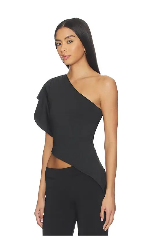 Superdown Marlene Asymmetrical One-shoulder Top - Black