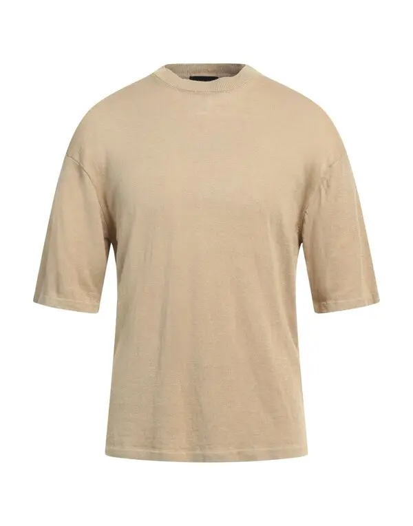 ROBERTO COLLINA Knitted Linen Crewneck Top - Beige