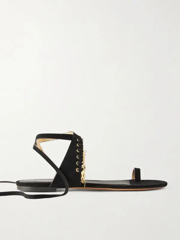 Isabel Marant Dreena Embellished Suede Sandals - Black