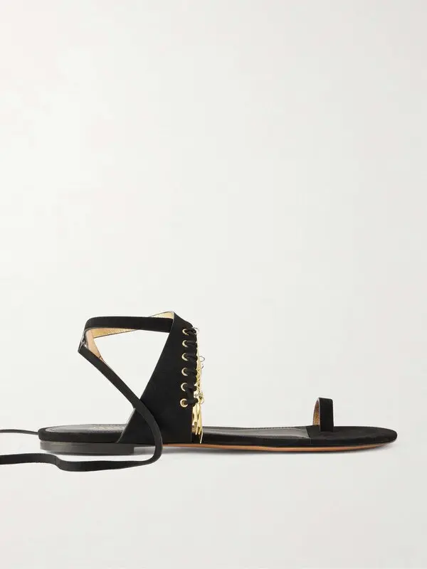 Isabel Marant Dreena Embellished Suede Sandals - Brown
