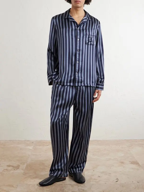 Derek Rose Brindisi Striped Silk-satin Pyjama Set