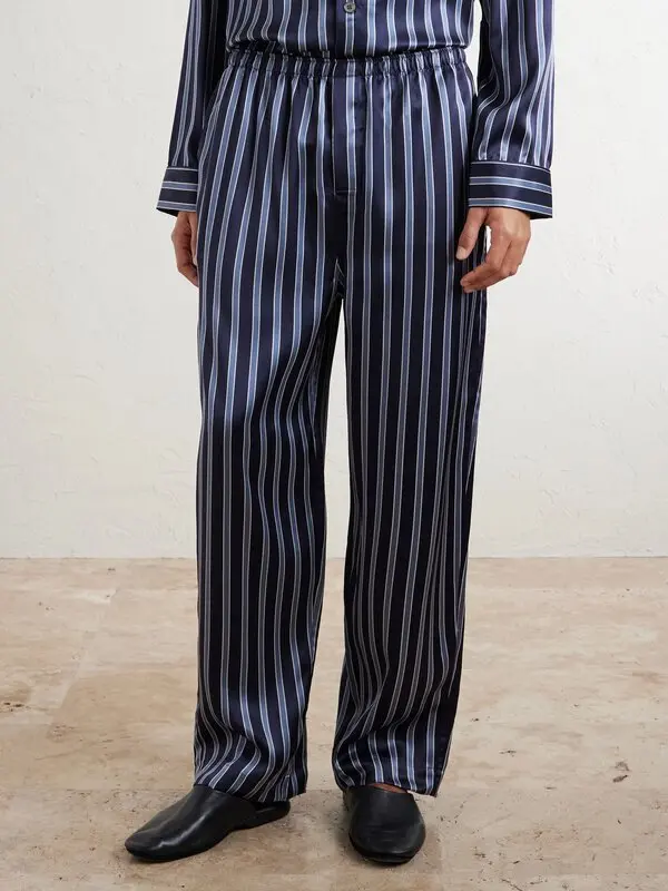 Derek Rose Brindisi Striped Silk-satin Pyjama Set