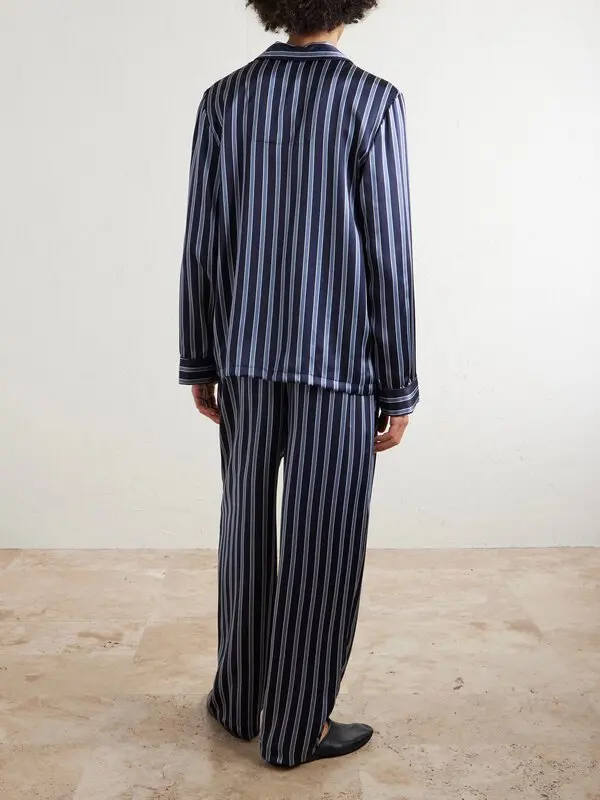 Derek Rose Brindisi Striped Silk-satin Pyjama Set